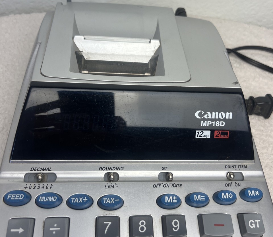 Canon MP18D Desktop Electronic Printing Calculator Adding Machine Works ...