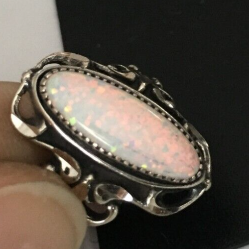 Vtg Ring MARKED Wheeler Manuf 925 STERLING SILVER Size 7 Band OPAL lot ...