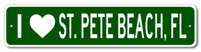 I Love St. Pete Beach, Florida Metal Wall Decor City Limit Sign ...