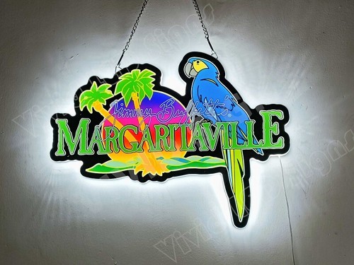 20" Jimmy Buffett Margaritaville Parrot LED Lighted Sign 3D Vivid Print ...