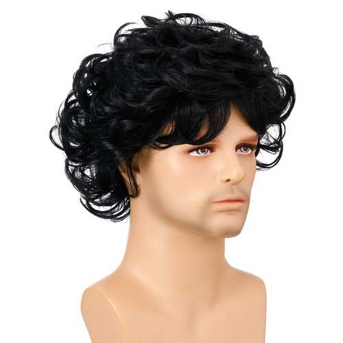Short Curly Wig Man Bun Wig Fluffy Man Wigs Bang Man Bun Wig | eBay