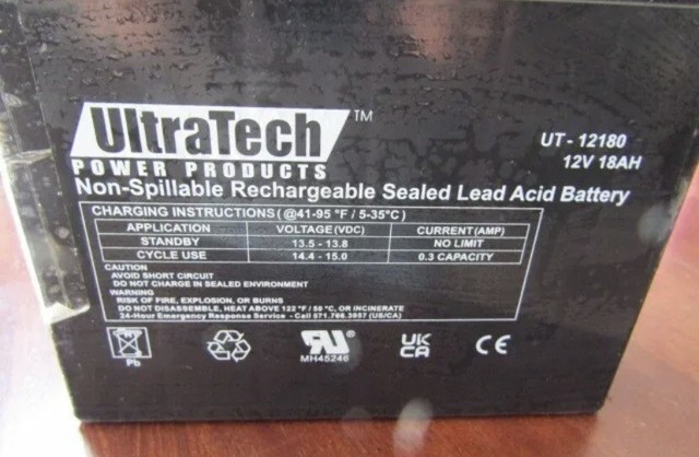 ULTRATECH UT-1218 12V 18AH F2 SLA Rechargeable Battery for sale online ...