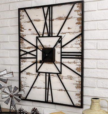 Farmhouse Wall Clock Large Oversized Rustic Distressed Rectangular ...