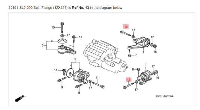 HONDA ACURA GENUINE OEM NSX Bolt Flange (12X125) Engine Mounts ☆ 90191 ...