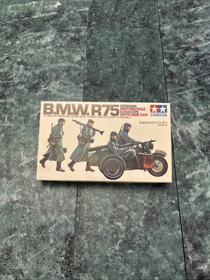 TAMIYA MM116, 1/35 B.M.W. R75 GERMAN MOTORCYCLE WITH SIDECAR MODEL KIT ...