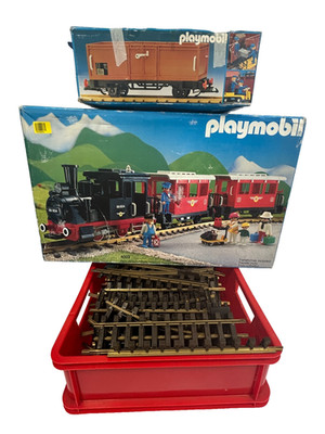 Playmobil 4003 + 4110 Train Set with Transformer & Extra Track Bundle ...