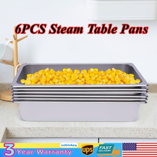 6-Pack 4" Deep Restaurant Steam Table Pans Stainless Steel Steam Table ...