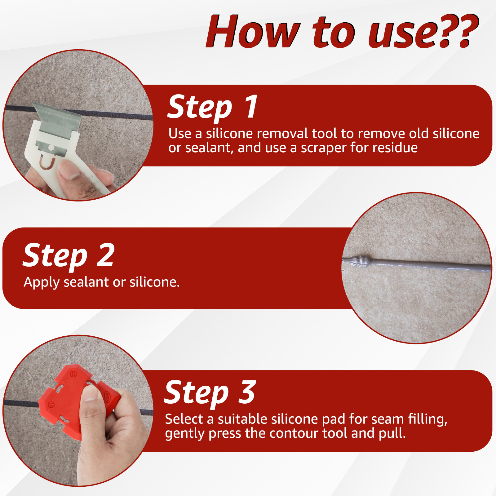 12Pcs Caulking Tool Kit Silicone Profiling Kit Reusable Caulk Removal⚓ ...