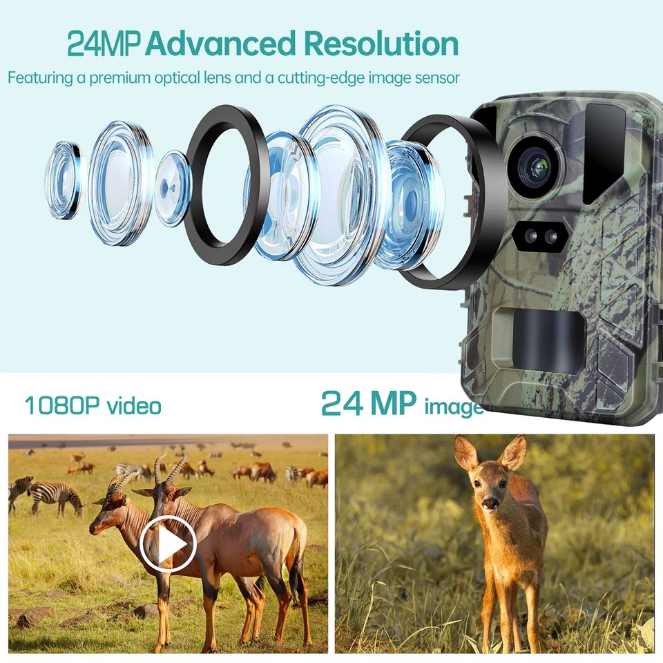 1/4 Pack Mini Trail Camera 24MP 1080P Game Hunting Motion Activated ...