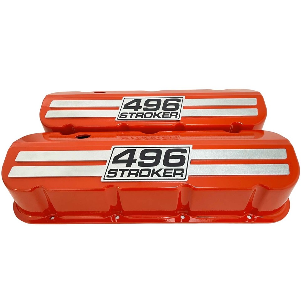 Big Block Chevy 496 Stroker Orange Tall Valve Covers - Billet Top - Die ...