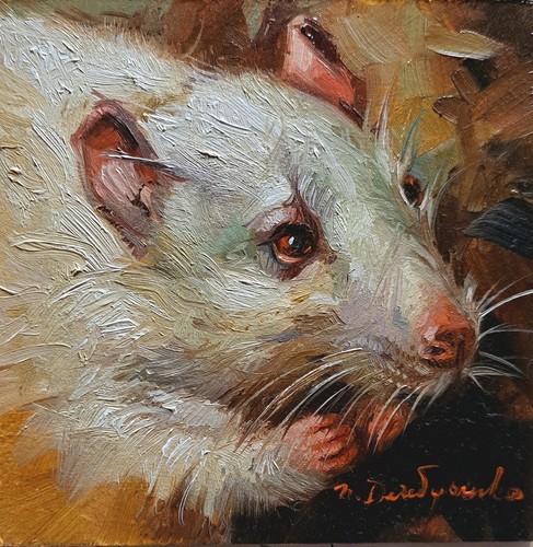 Rat painting ORIGINAL animal fine art pet portrait oil artwork 4x4 ...