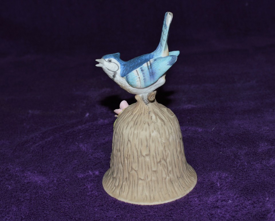 Vintage Towle Fine Bone China Figurine Blue Jay Bird Dinner Bell | eBay
