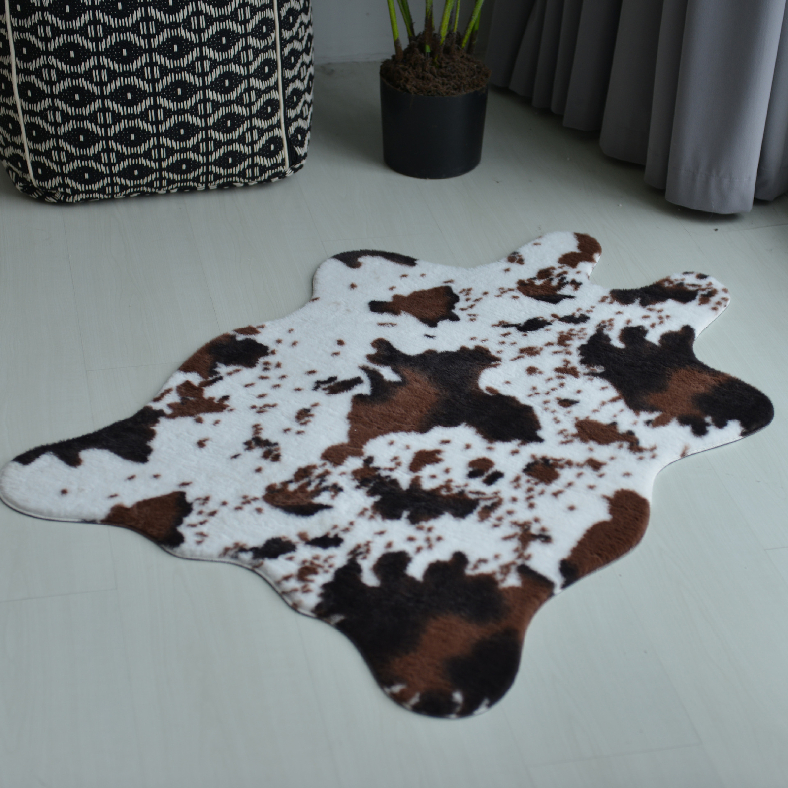 Deer Leopard Cow Print Mats Animal Pattern Faux Fur Rugs Cow Hide Soft ...
