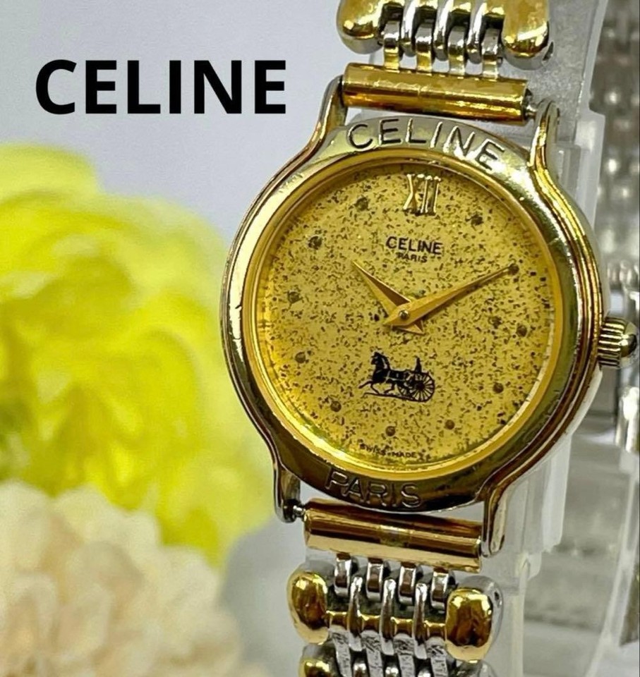 Celine Watch Carriage Logo Gold Rare Ladies | eBay