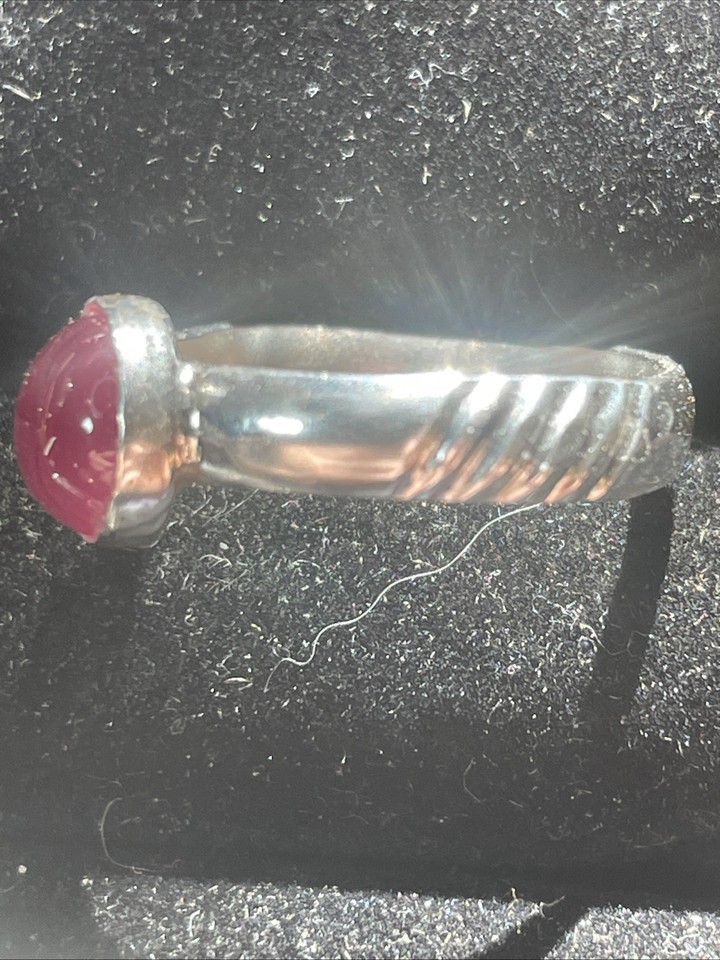 .925 Sterling Silver and Lab Grown Pink Shapphire Size 7 Hand Crafted ...