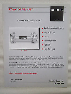 2000'S DOCUMENT KAMAN KAMATICS KAflex DRIVESHAFT MBB B0-105 HELICOPTER ...