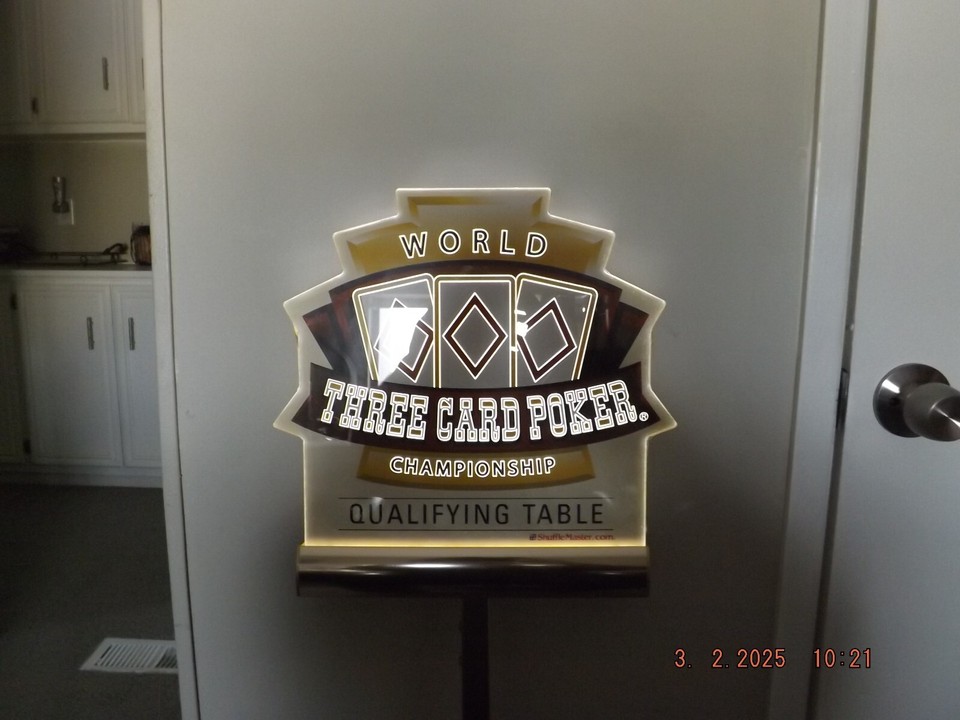 Vintage Las Vegas Casino Three Card Poker Table Display Sign with ...