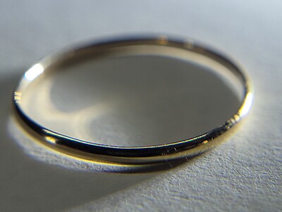 1mm Plain Round Wire Ring Real Solid 14K Yellow Gold | eBay