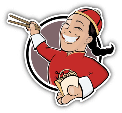 Funny Cartoon Chinese Man Chopsticks Car Bumper Sticker Decal "SIZES ...