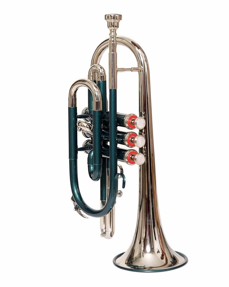 PROME NIGHT GREEN NICKEL FINISH Bb FLAT CORNET TRUMPET +FREE CASE+MP | eBay