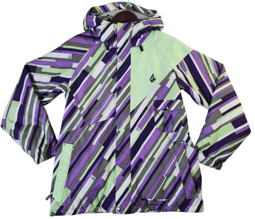 Volcom Ski Snowboard Jacket Women's L Purple Geometric Shale Thermonite ...