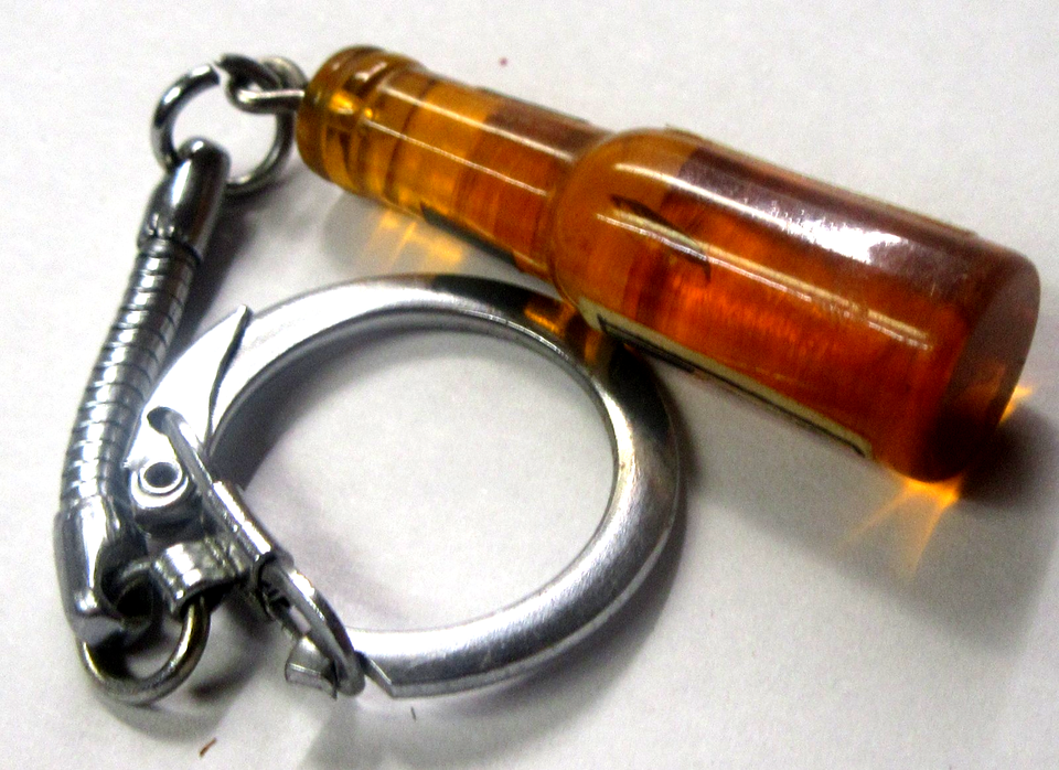 BUSCH BAVARIAN BEER miniature Bottle figural Keychain Keyring Key ring ...