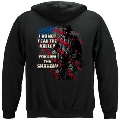 American's Flag Soldier I Am The Shadow Military 8oz 50/50 Black Hooded ...
