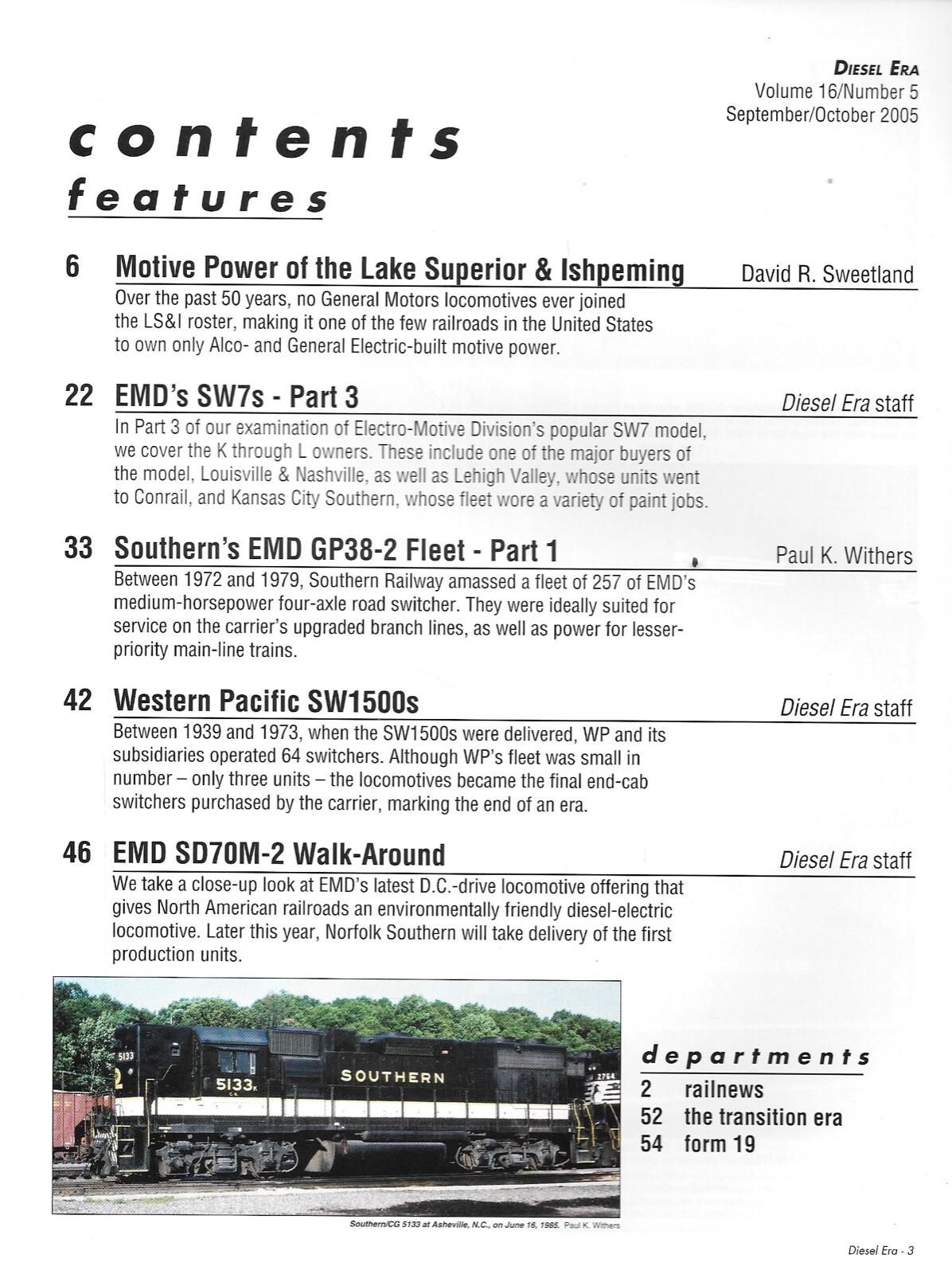 Diesel Era V16 5 LS&I SW7 Southern Railway EMD GP38-2 WP Western ...