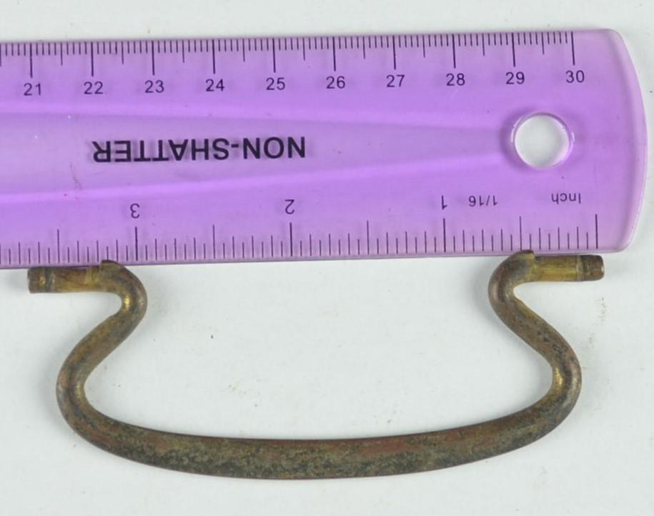 CAST BRASS SWAN NECK BAIL PULL HANDLES - LOT OF 3 - LENGTH 3 11/16" END ...