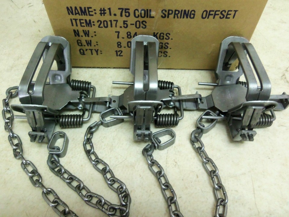 3 Bridger 1.75 Offset Coil Spring Traps (Coyote Fox Trapping Supplies ...