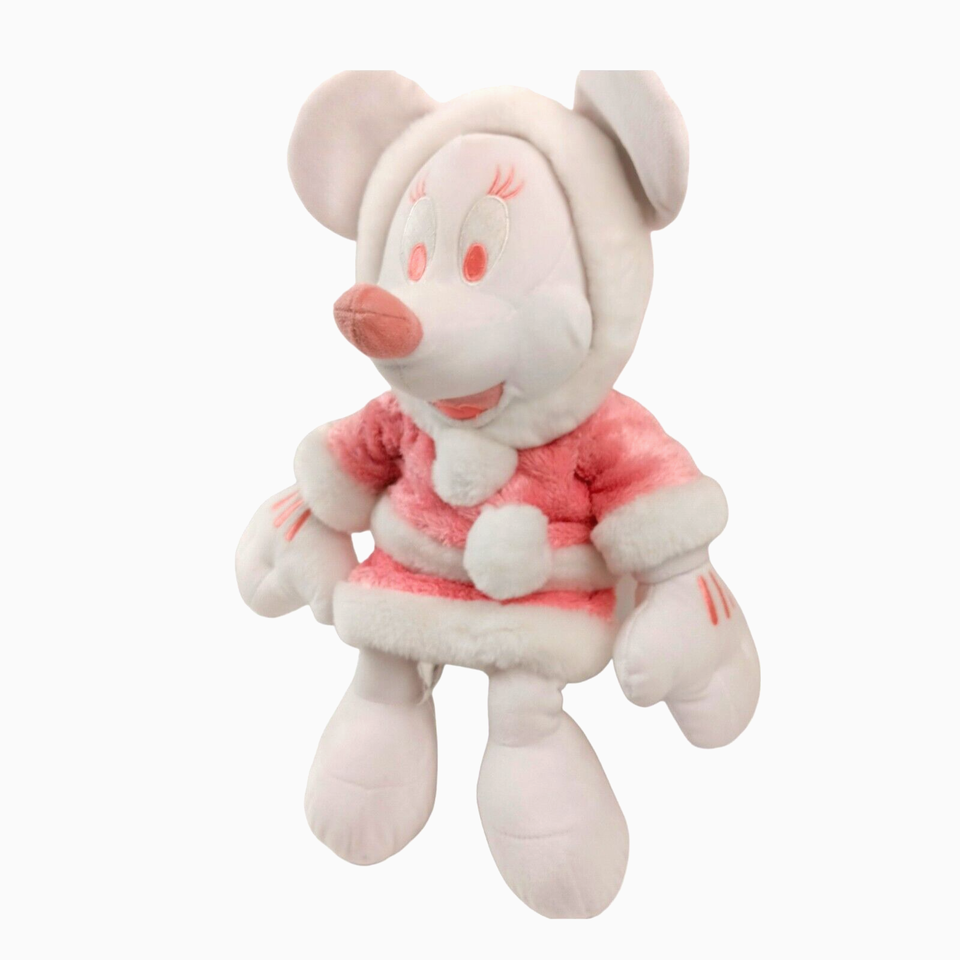 Disney Store Minnie Mouse Plush 16" Pink Winter Holiday Pastel Snow ...