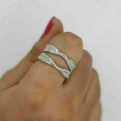 0.74Ct White Round Cut CZ Solitaire Ring Wrap Enhancer In 925 Sterling ...
