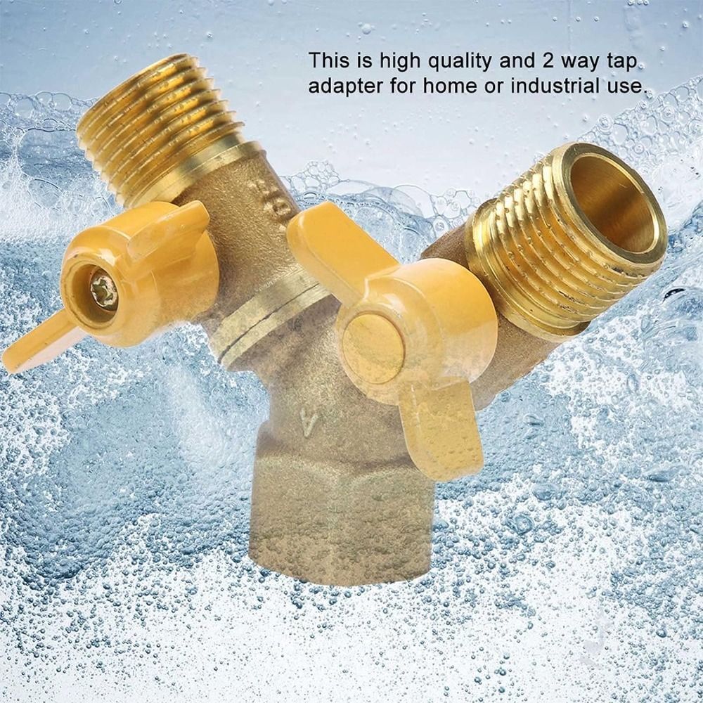 2 Way Connectors Brass Water Splitter Strength Y Valve Washing Machine ...