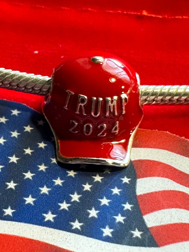 Presidential "TRUMP 2024" FAMOUS RED HAT BRACELET CHARM, 925 STERLING ...