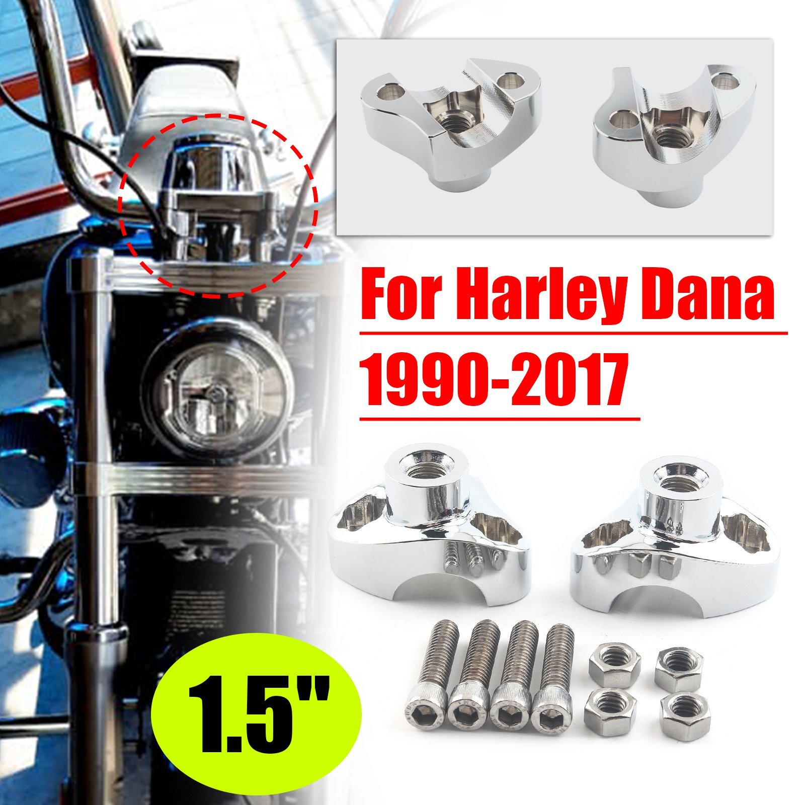 1 1/2" Tall Handlebar Risers For Harley Dyna Fat Boy Softail Sportster ...