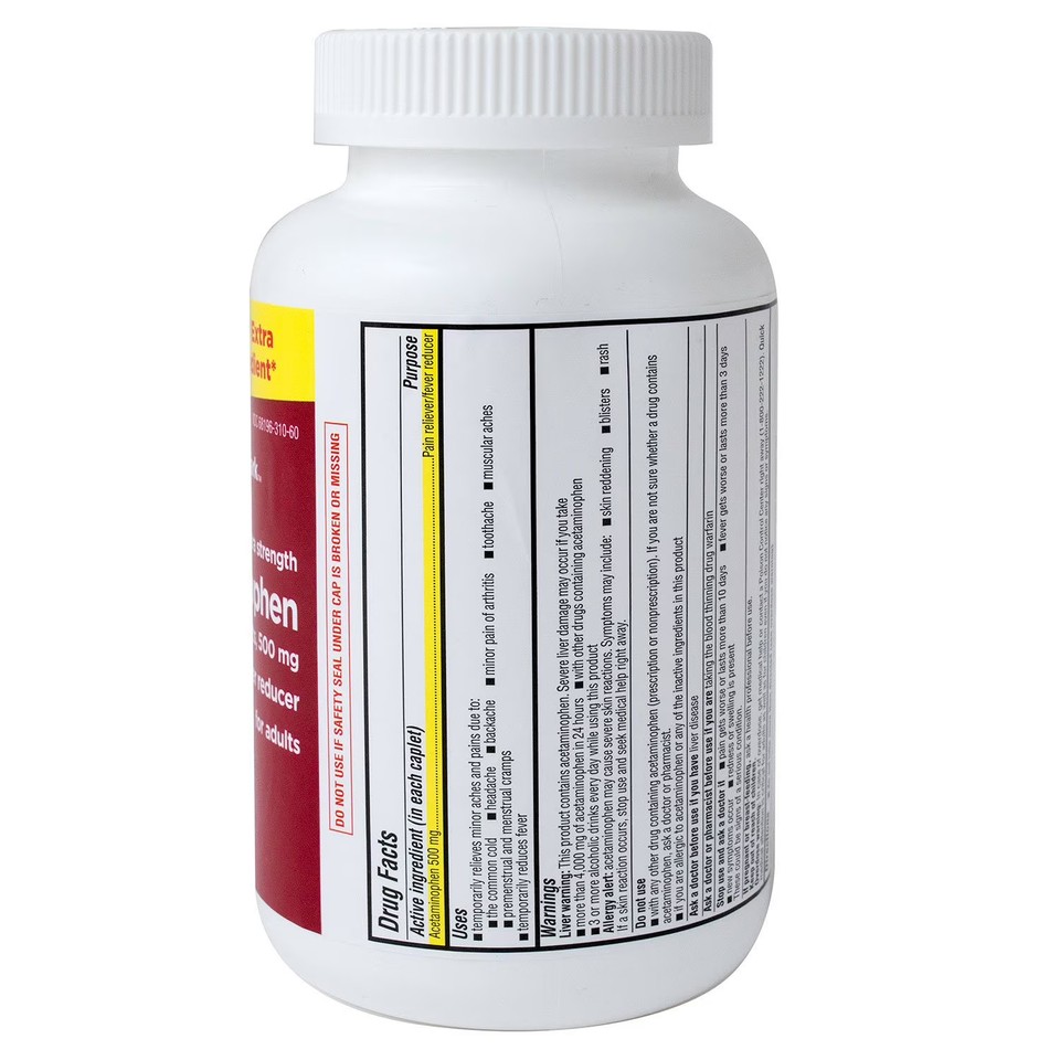 Extra Strength Acetaminophen 500mg 1200 Caplets Exp 08/27 | eBay