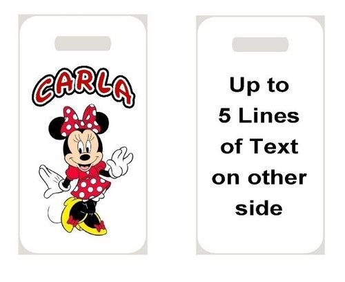 MINNIE MOUSE BAG TAG Personalized NAME Info Custom For Luggage ...