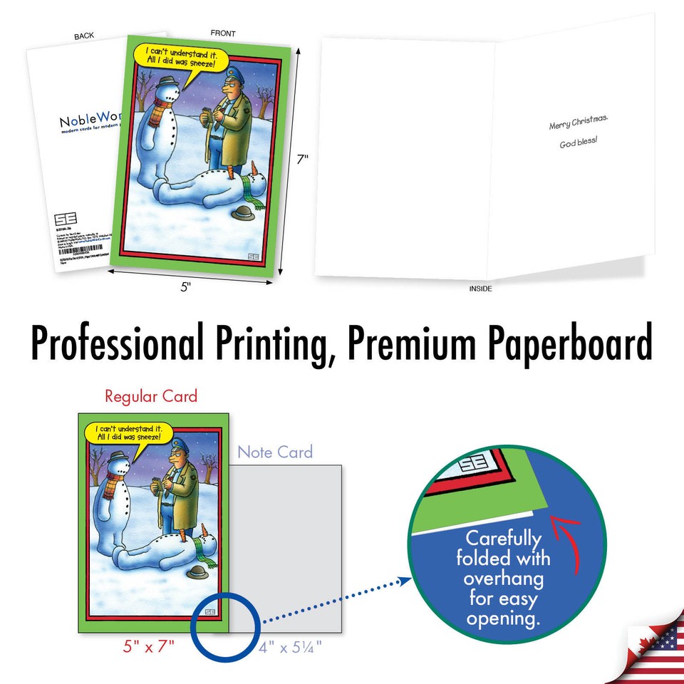 36 Funny Bulk Merry Christmas Cards (1 Design, 36 Each) - Snowman ...