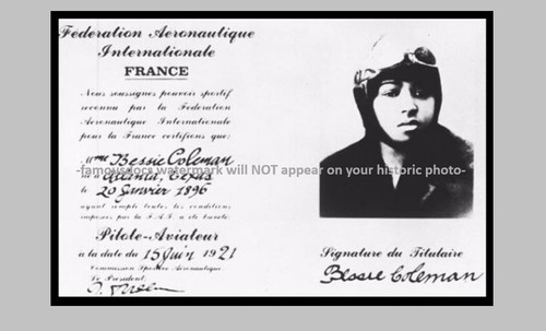 1921 Bessie Coleman First African American Pilot License PHOTO Black ...