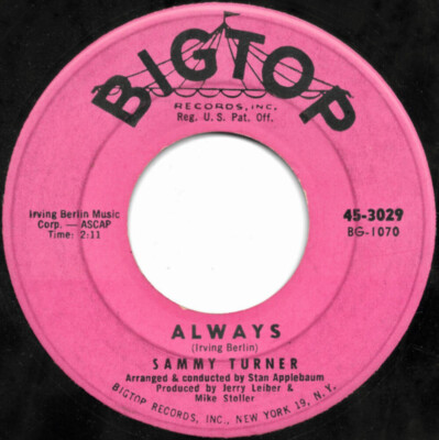 Sammy Turner - Always / Symphony - Bigtop - 45-3029 - 7", Single ...