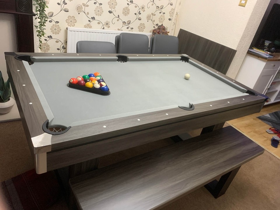 New 7ft Driftwood W/ Grey Cloth Pool Dining & Table Tennis Table Free ...