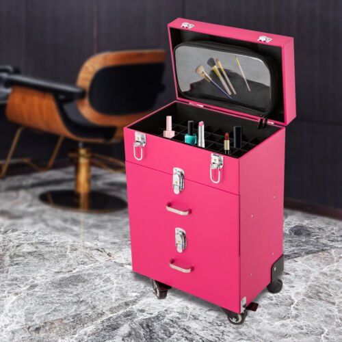 Rolling Makeup Train Case Cosmetic Trolley Luggage Box Makeup Storage ...