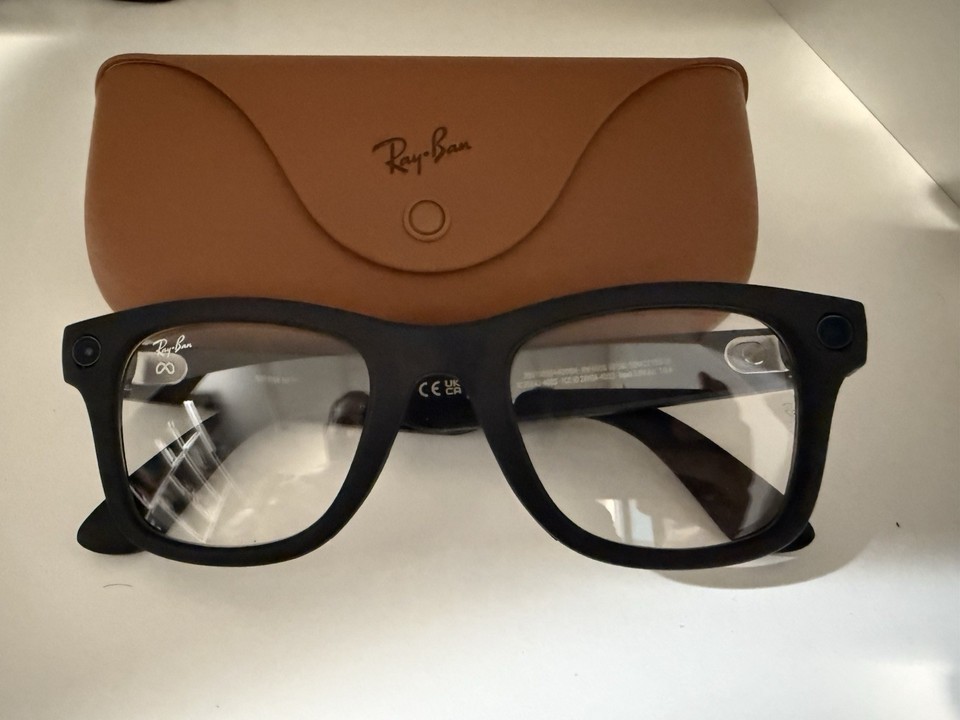 RAY-BAN META WAYFARER TRANSITIONS MATTE BLACK CLEAR GREEN G15 RW4006 ...