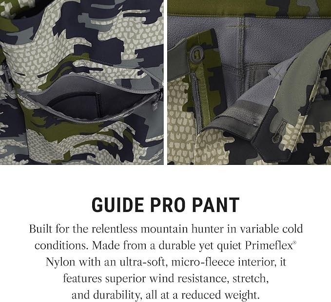 KUIU Guide Pro Pants Verde Camo Soft Shell Hunting Cold Weather Size 30 ...
