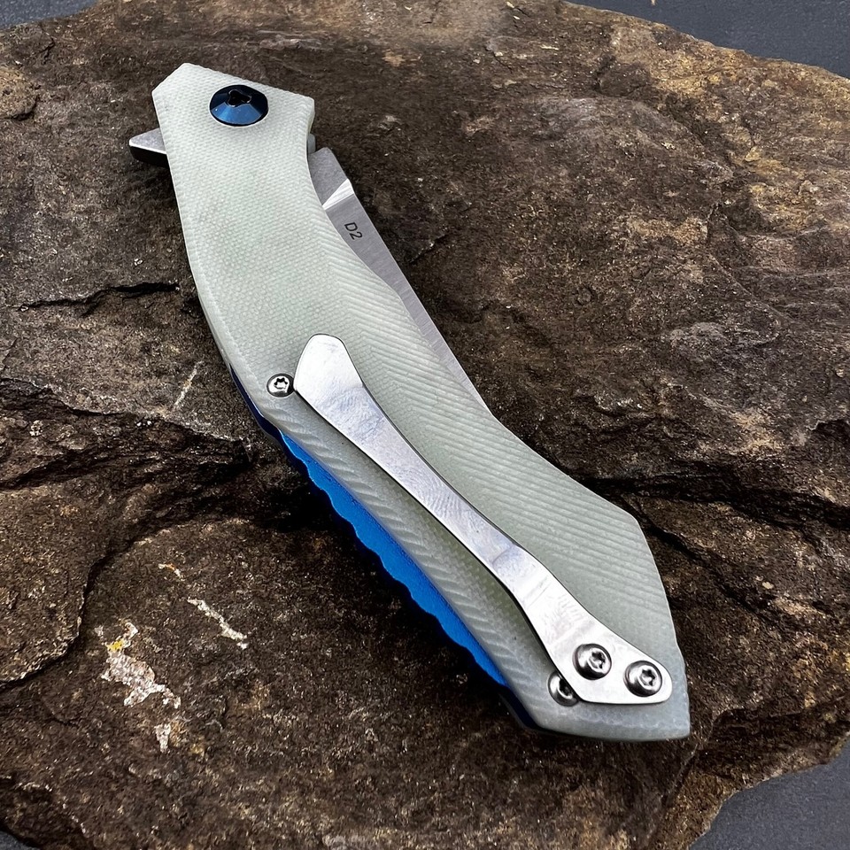 VORTEK SCIMITAR Jade G10 Ball Bearing D2 Blade Folding Flipper EDC ...