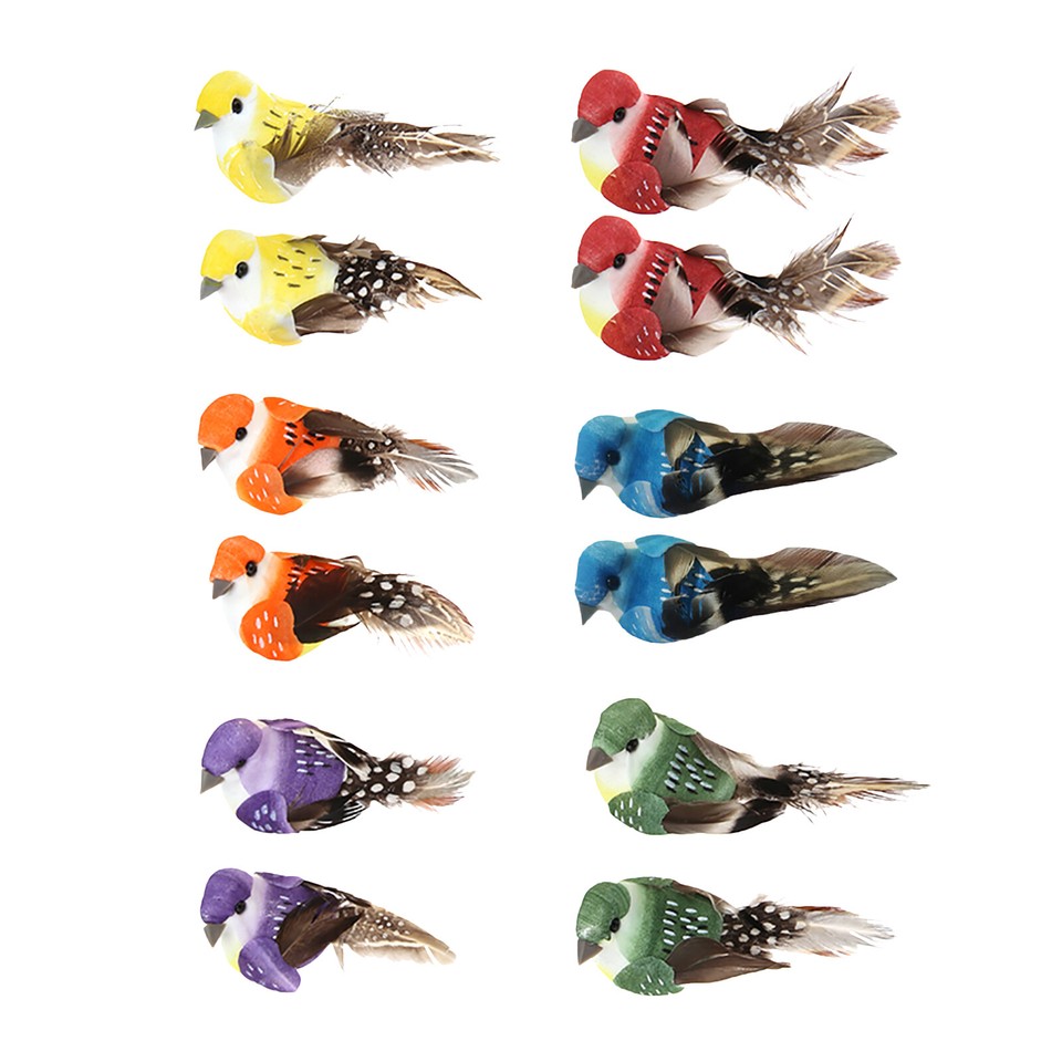 12pcs Feather Foam Birds Tree Decor Mini Artificial Foam Bird for DIY ...