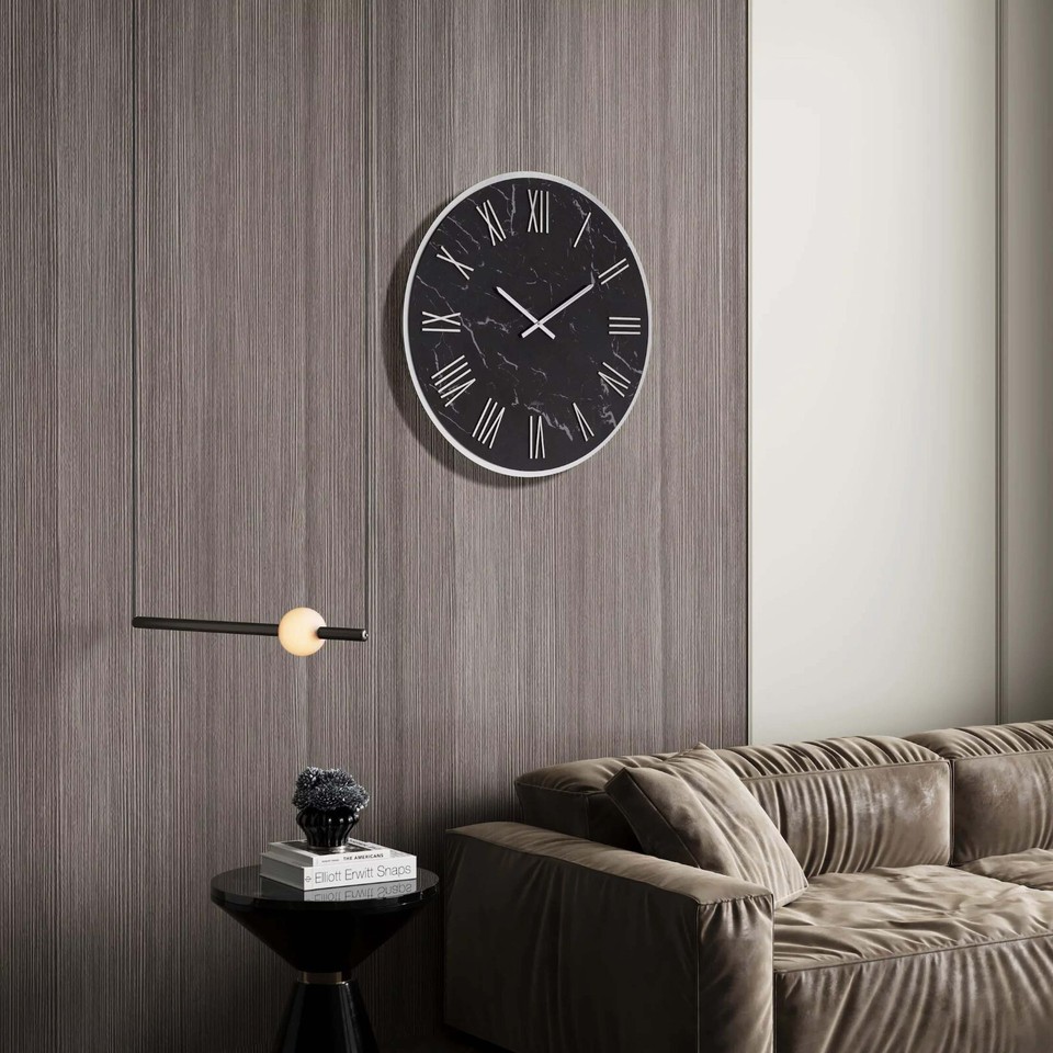 Modern Wall Clock 40Cm In Gres And Black Wood AB090 | eBay