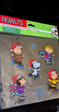 Peanuts Window Clings Jelz Christmas Skating Charlie Brown Snoopy for ...