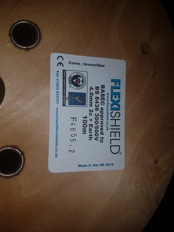 100mtr drums Flexishield BS8436 Cable 4.0mm 2 core plus earth ...