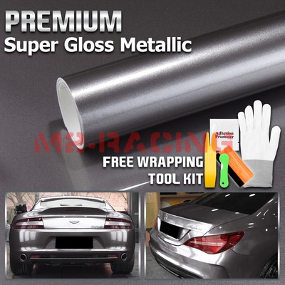 Premium Super Gloss Metallic Gunmetal Gray Vinyl Car Wrap Sticker Decal ...